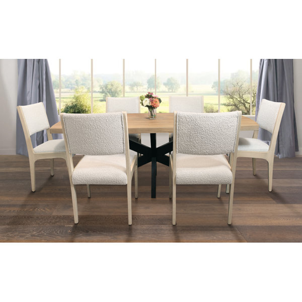 MOTI Furniture Logan 7-piece Dining Table Set With Ash Boucle Ivory Side Chairs - Wayfair Canada